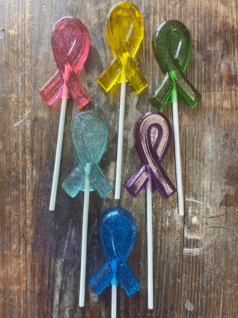 Ribbon Cancer Illness Support Awareness Lollipops on a Stick Hard Candy ...