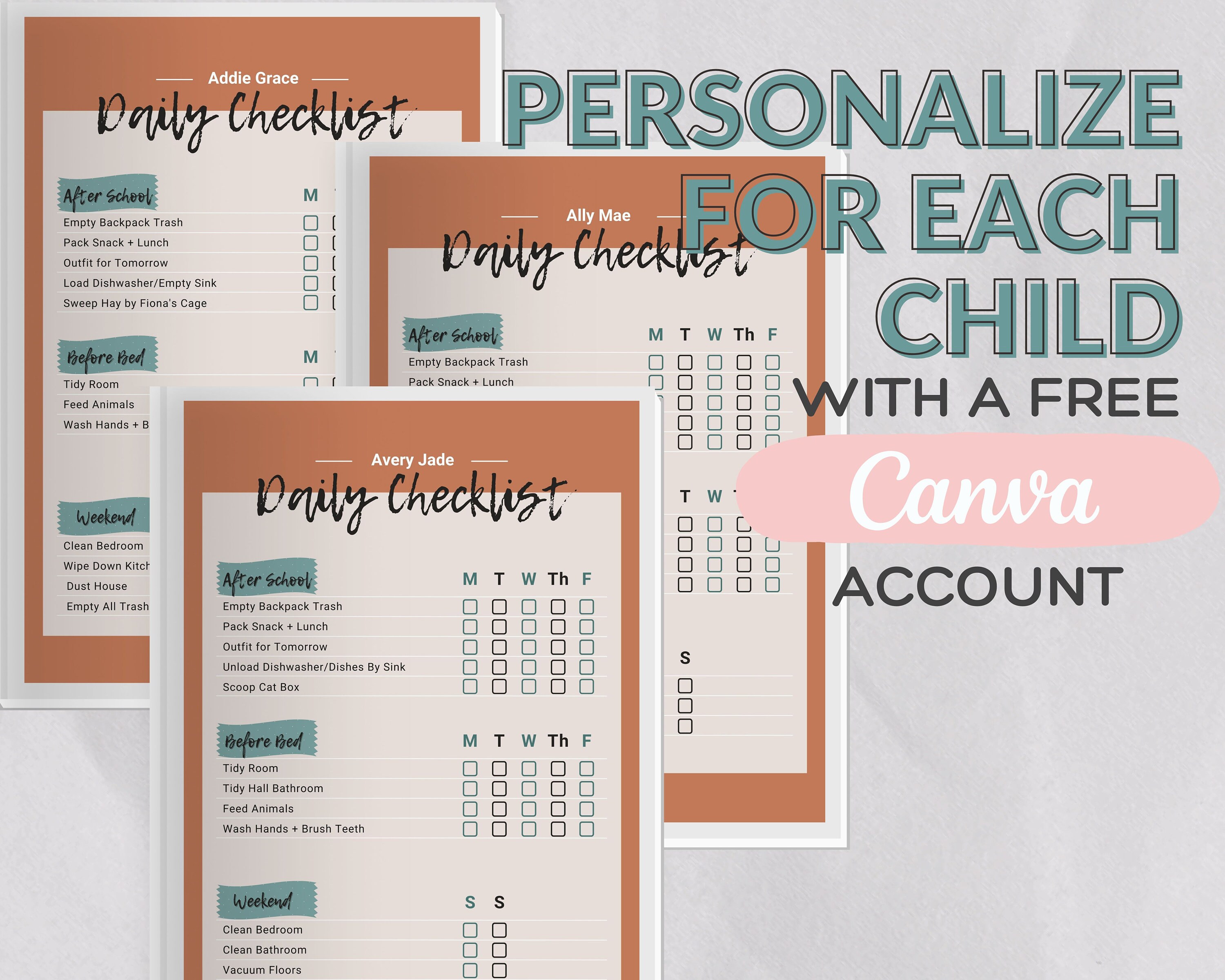 Personalized Chore Chart, to Do List for Kids, Weekend Chores ...