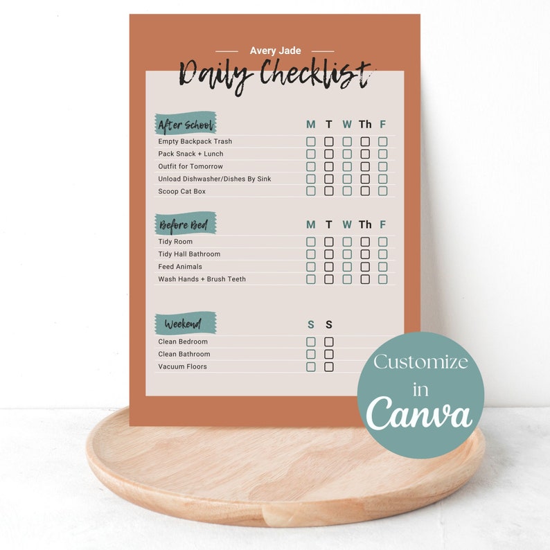 Personalized Chore Chart, to Do List for Kids, Weekend Chores ...