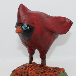 Paper Mache Clay Bird Sculpture -mr Cardinal - Etsy