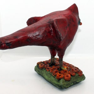 Paper Mache Clay Bird Sculpture -mr Cardinal - Etsy