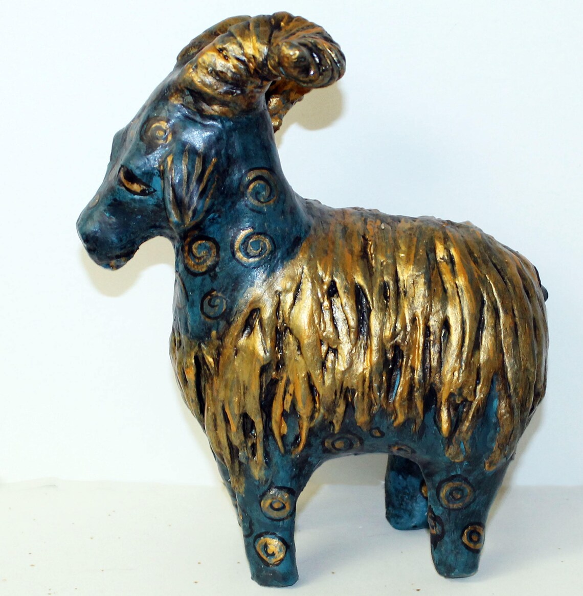 The Royal Goats of Ur blue paper Mache Clay Goat Sculptures - Etsy