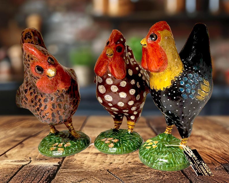 OOAK, Colorful, Whimsical Paper Mache Clay Rooster - Etsy