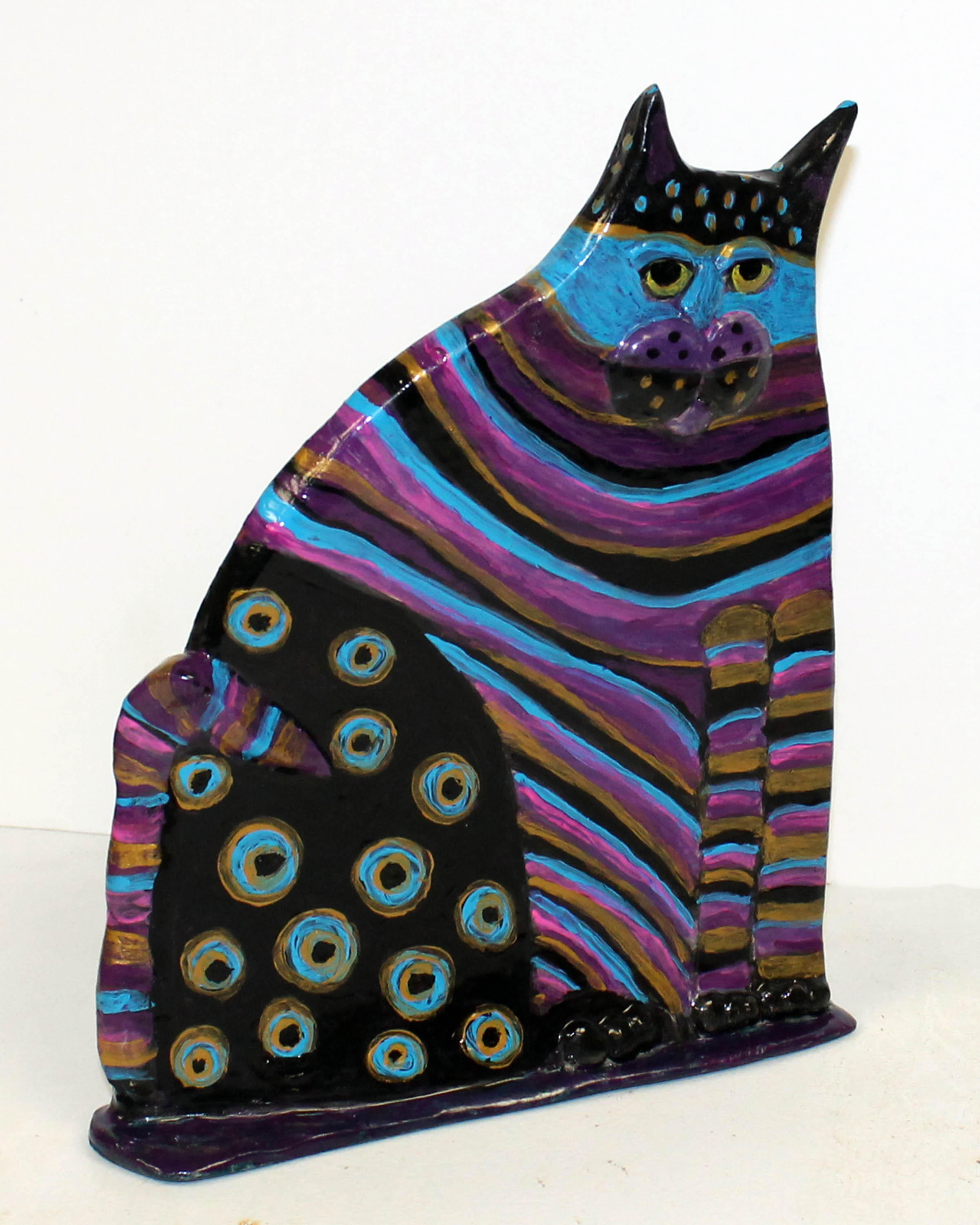 Whimsical Ceramic Flat Cat Standing Sculpture - Etsy