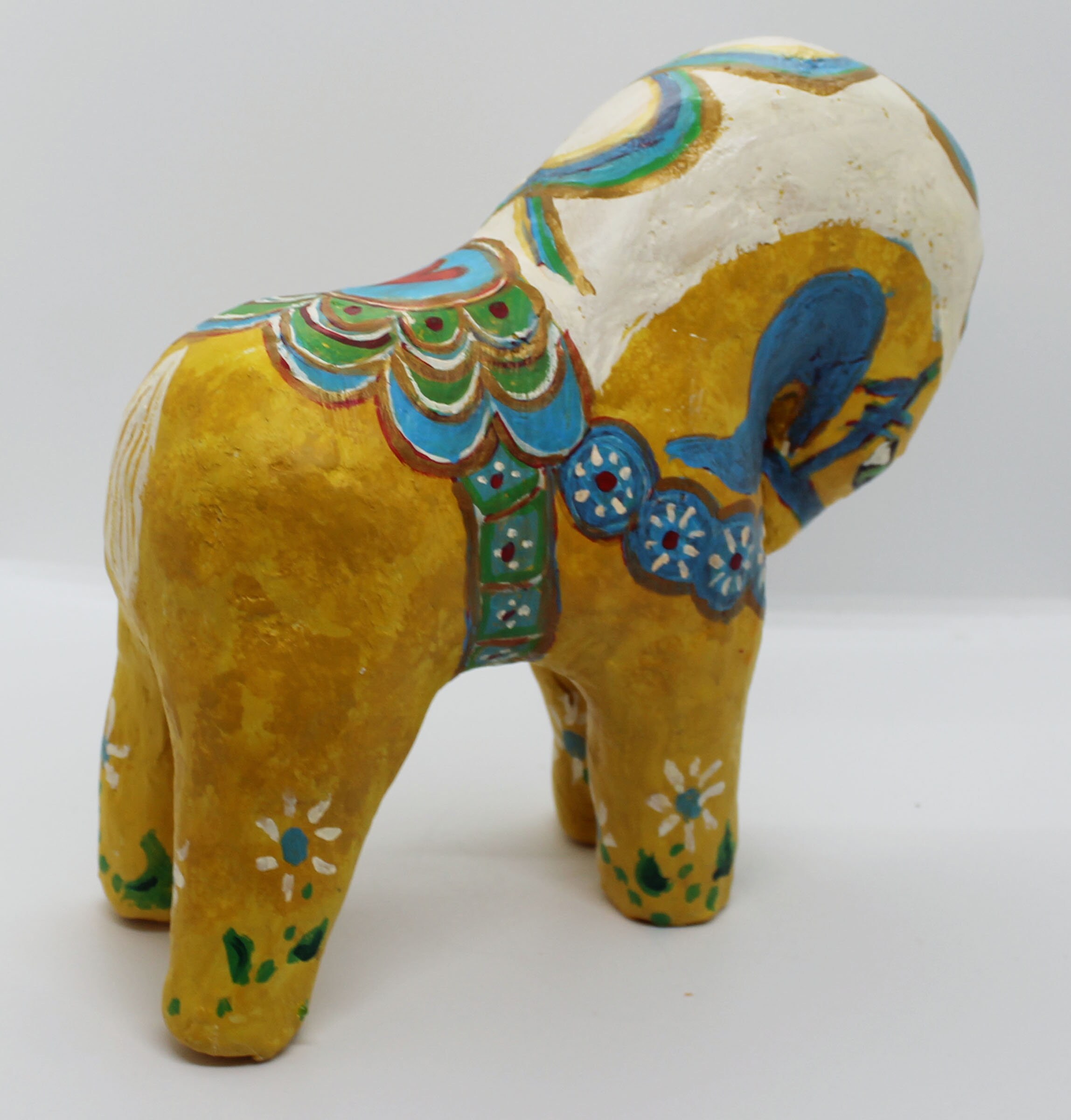 Paper Mache Clay Yellow Swedish Dala Horse Sculpture - Etsy