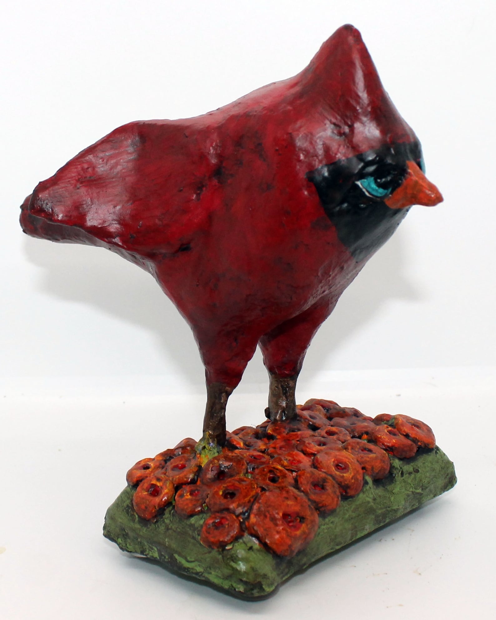 Paper Mache Clay Bird Sculpture mr Cardinal - Etsy