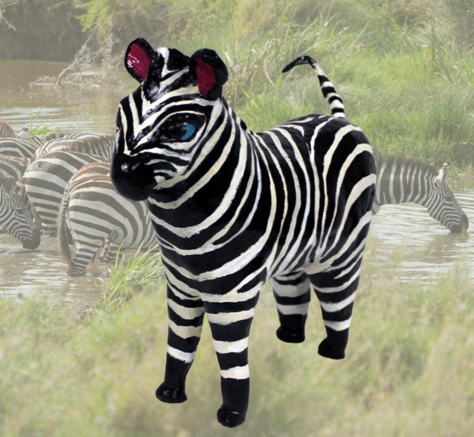 Paper Mache Clay Zebra Sculpture - Zara - Etsy