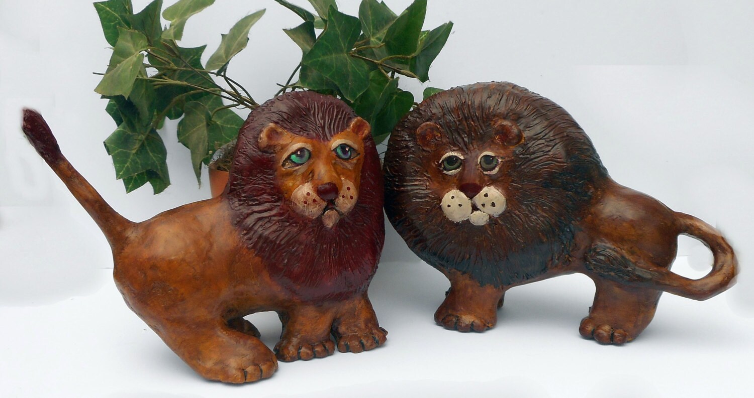 Paper Mache Clay Lion Sculpture Leon the Lion | Etsy