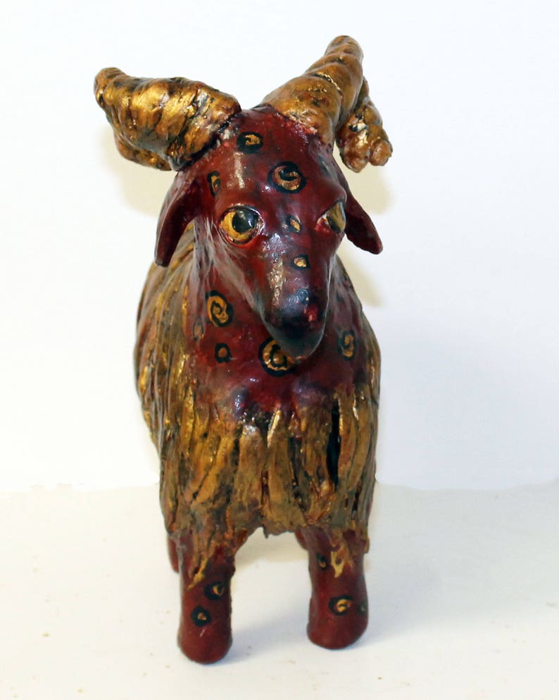 The Royal Goats of Ur (red) -paper Mache Clay Goat Sculptures - Etsy