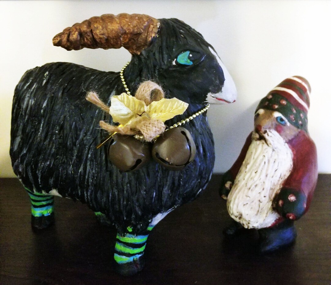 Whimsical Paper Mache Clay Ram Sculpture Sam the Ram Christmas Goat - Etsy