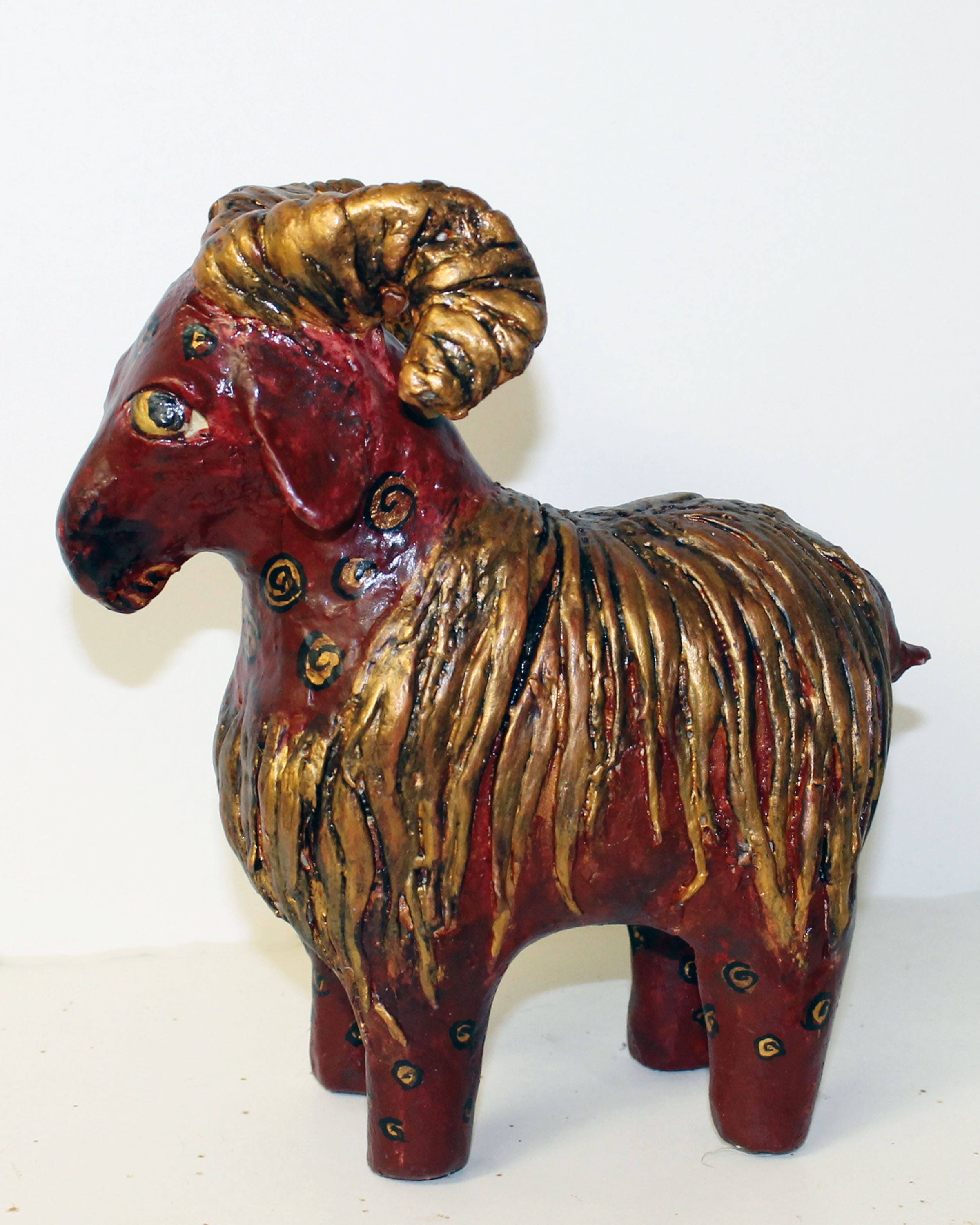 The Royal Goats of Ur (red) -paper Mache Clay Goat Sculptures - Etsy