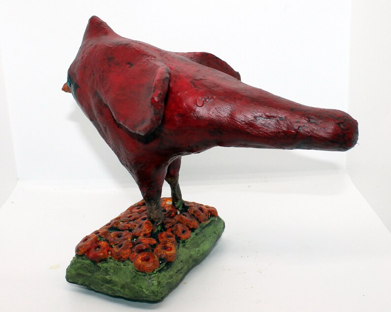 Paper Mache Clay Bird Sculpture mr Cardinal - Etsy