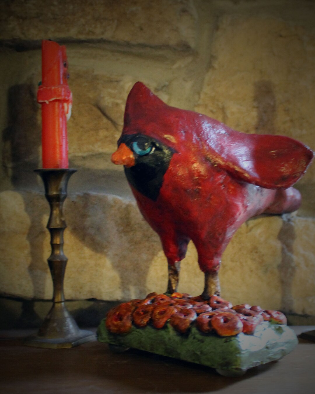 Paper Mache Clay Bird Sculpture mr Cardinal - Etsy