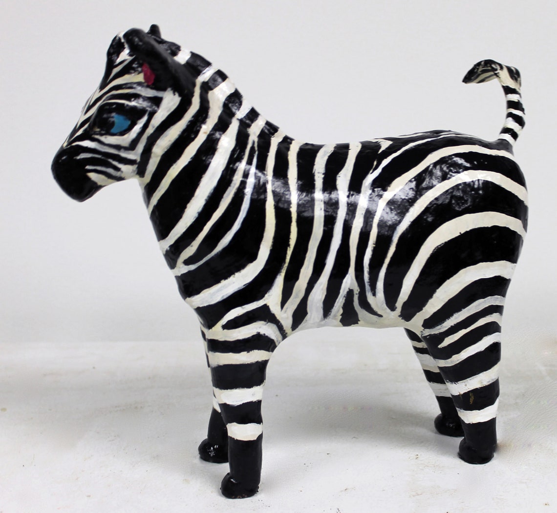 Paper Mache Clay Zebra Sculpture Zara | Etsy