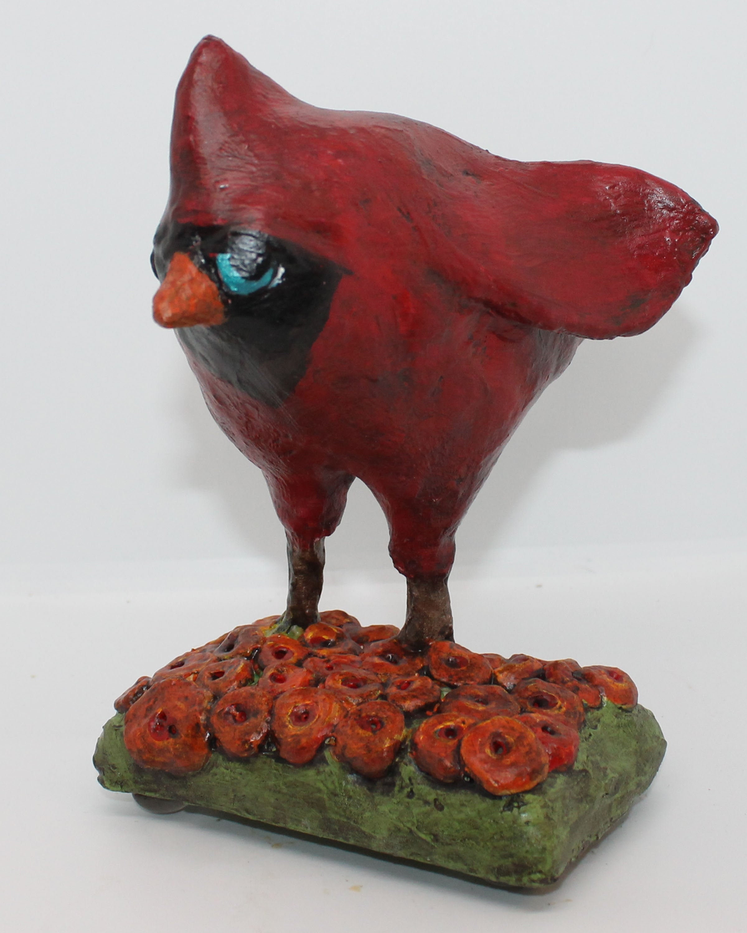 Paper Mache Clay Bird Sculpture mr Cardinal - Etsy
