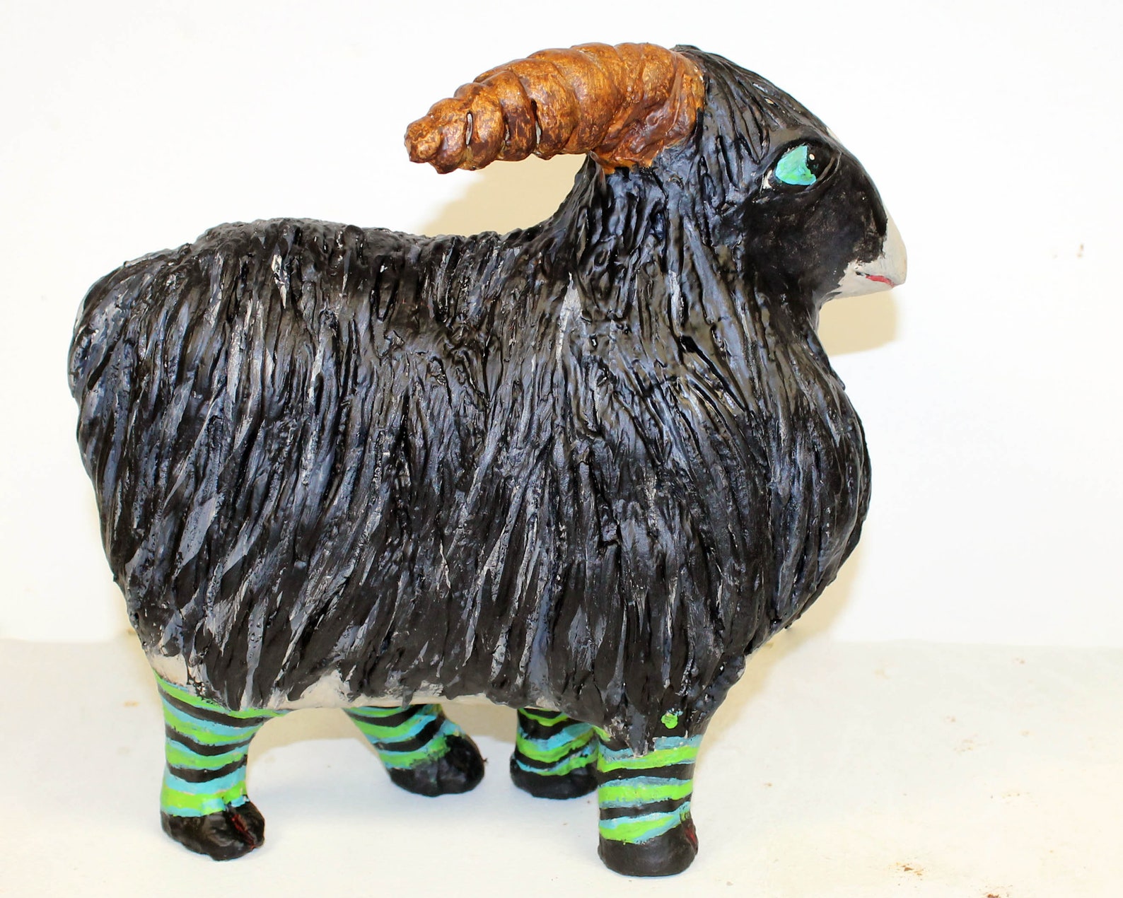 Whimsical Paper Mache Clay Ram Sculpture Sam the Ram - Etsy