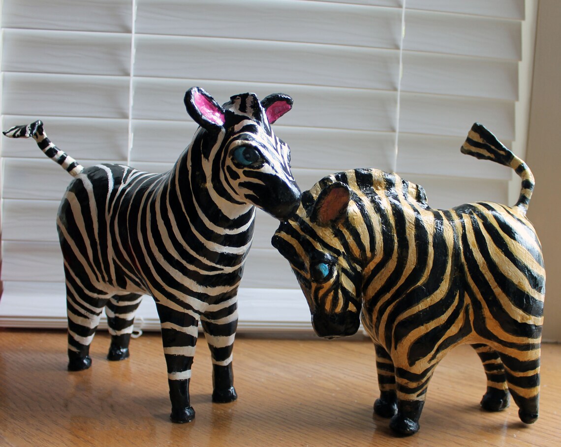 Paper Mache Clay Zebra Sculpture Zara - Etsy