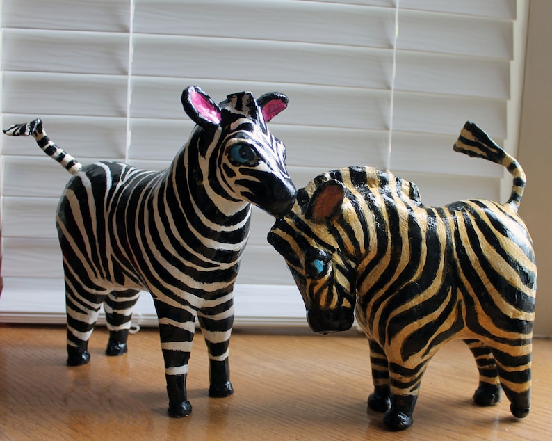 Paper Mache Clay Zebra Sculpture Zara - Etsy