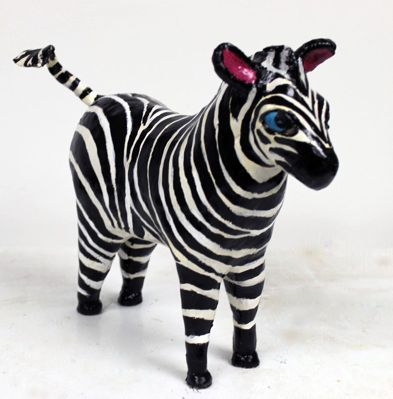 Paper Mache Clay Zebra Sculpture Zara - Etsy
