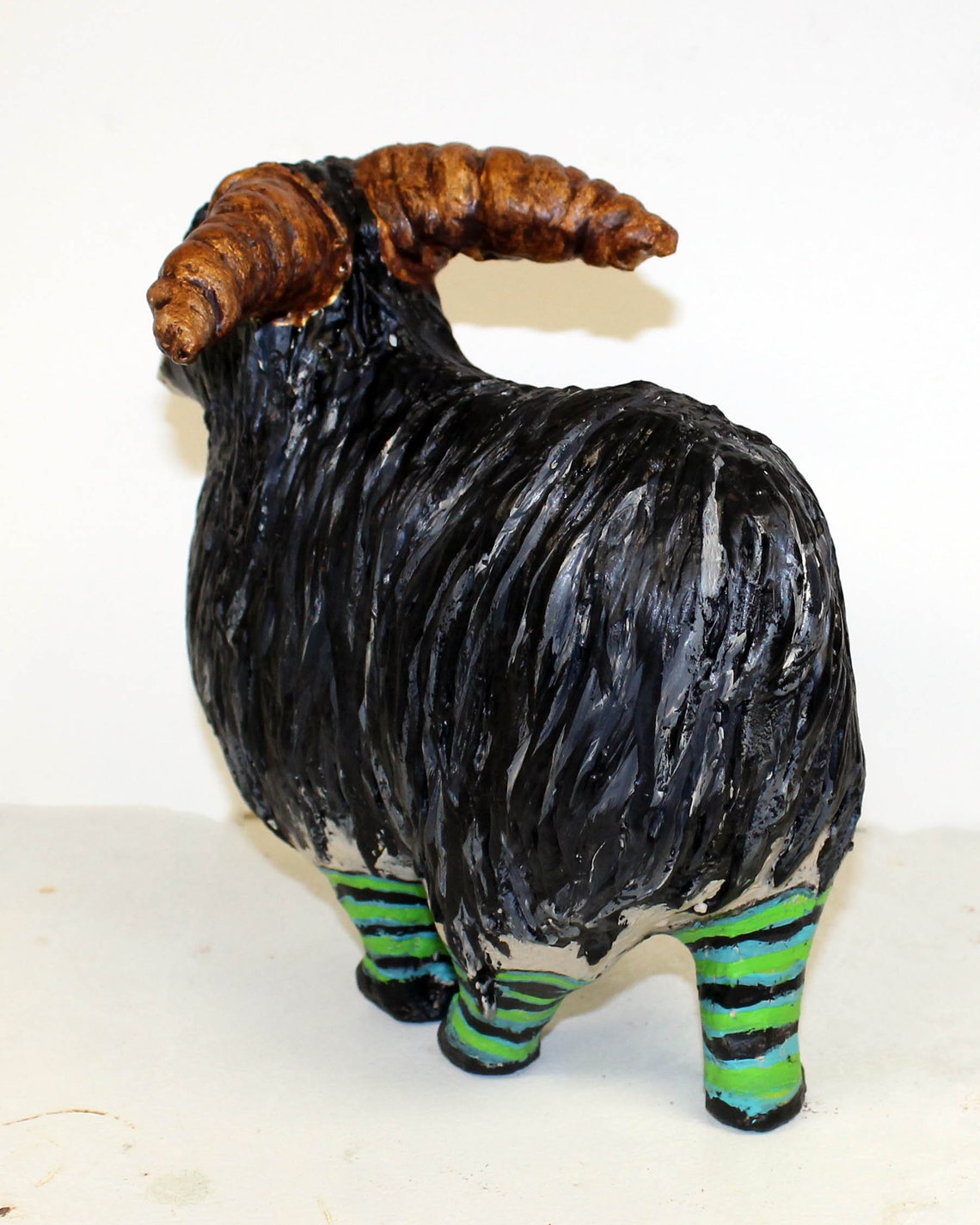 Whimsical Paper Mache Clay Ram Sculpture Sam the Ram - Etsy