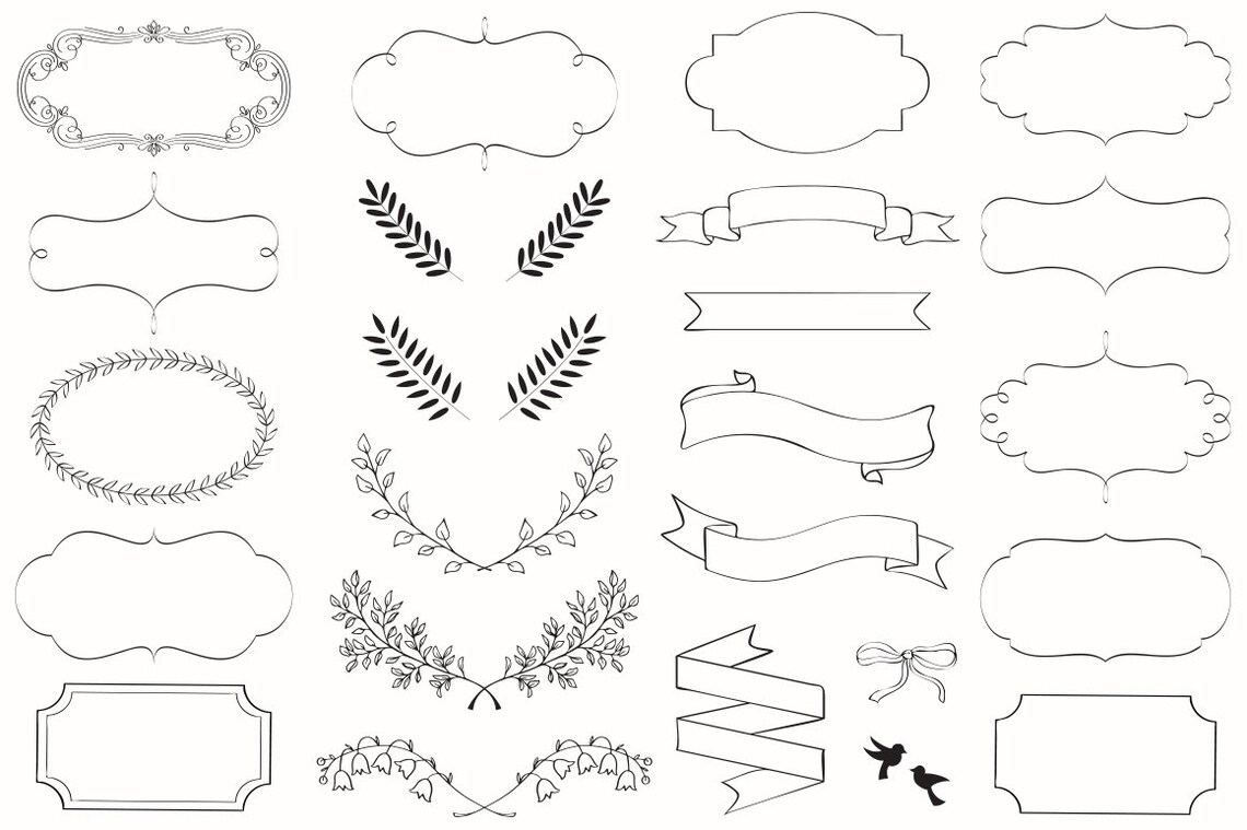 Marcos laureles Banners Vector ilustraciones AI EPS y PNG - Etsy México