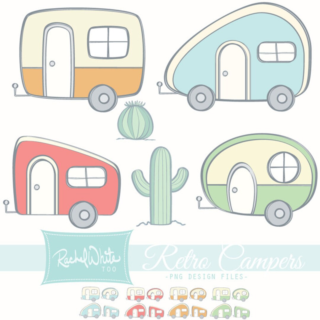 Retro Campers Vector Illustrations - 24 Images, Color & Line Art - AI ...
