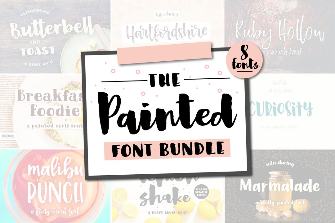 Font Bundle: the Painted Font Bundle, 8 Fonts - Etsy