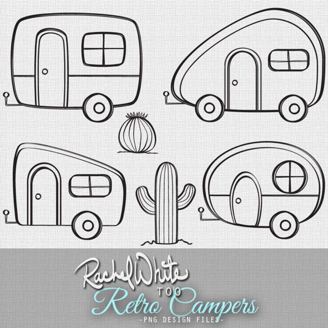 Retro Campers Vector Illustrations - 24 Images, Color & Line Art - AI ...