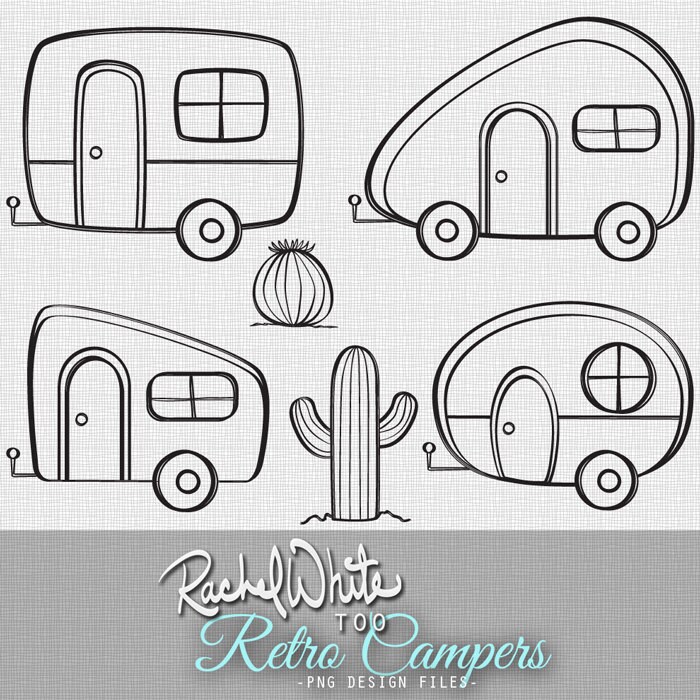 Retro Campers Vector Illustrations - 24 Images, Color & Line Art - AI ...