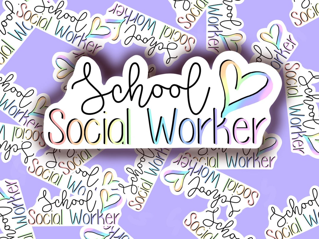 School Social Worker Rainbow Heart Sticker Decal - Etsy