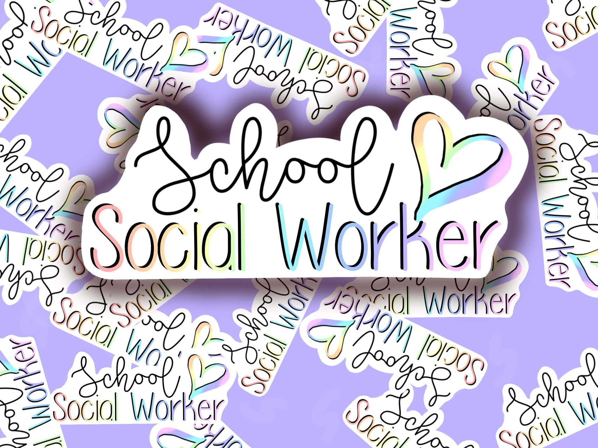 School Social Worker Rainbow Heart Sticker Decal - Etsy