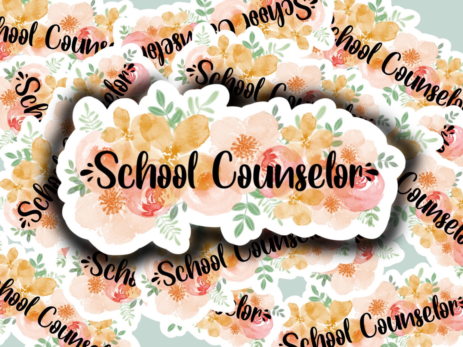 Floral Watercolor School Counselor Decal Sticker - Etsy