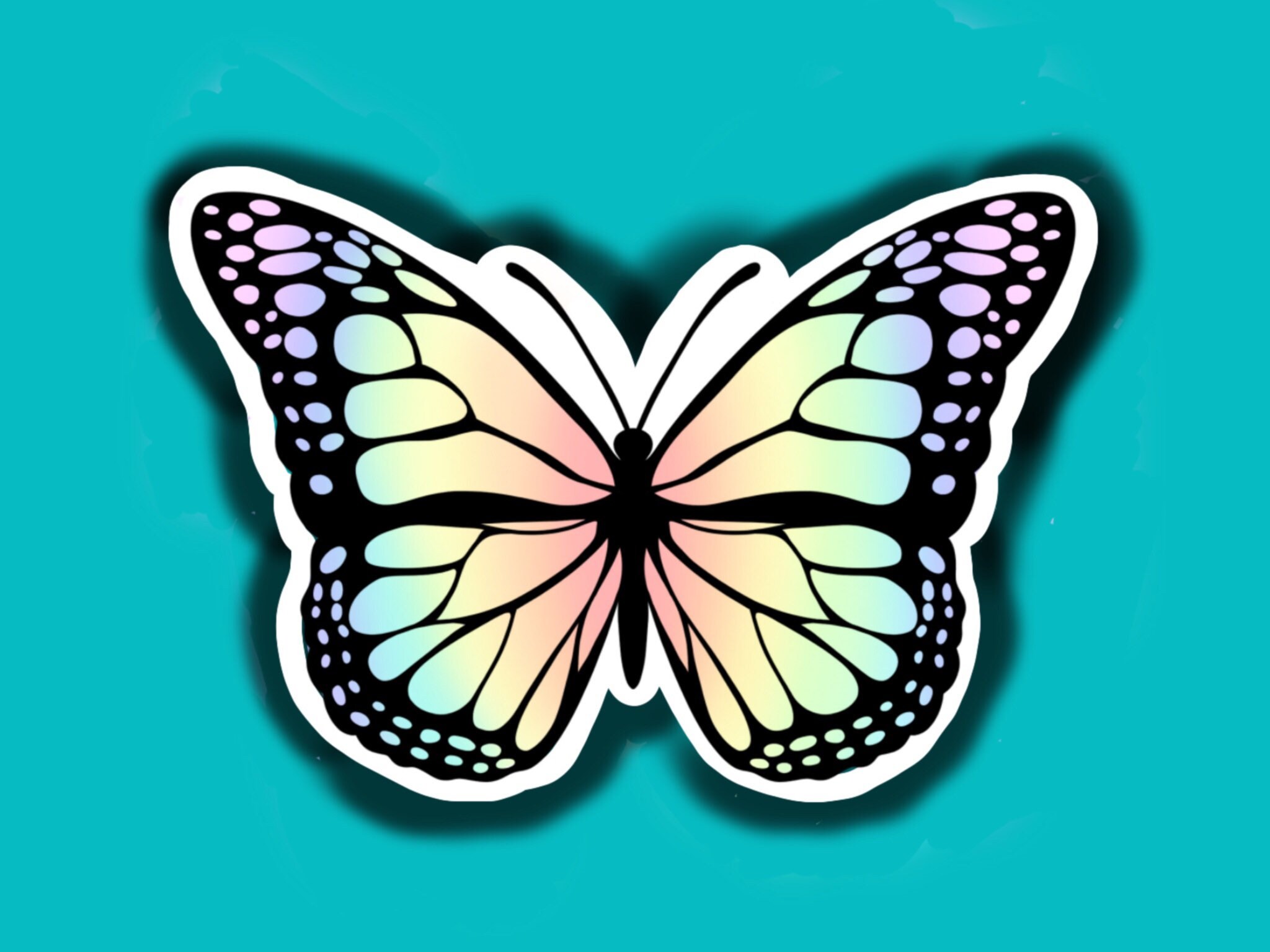 Rainbow Butterfly Sticker Decal - Etsy