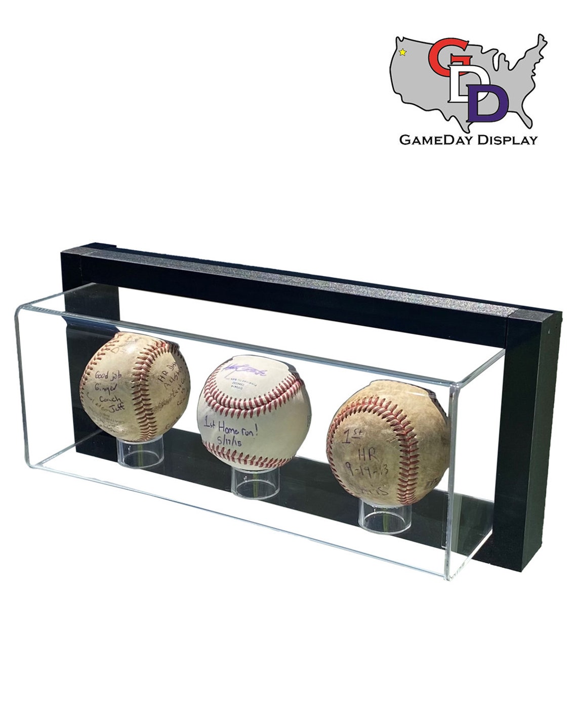 Framed Acrylic Wall Mount 3 Baseball Display Case UV - Etsy