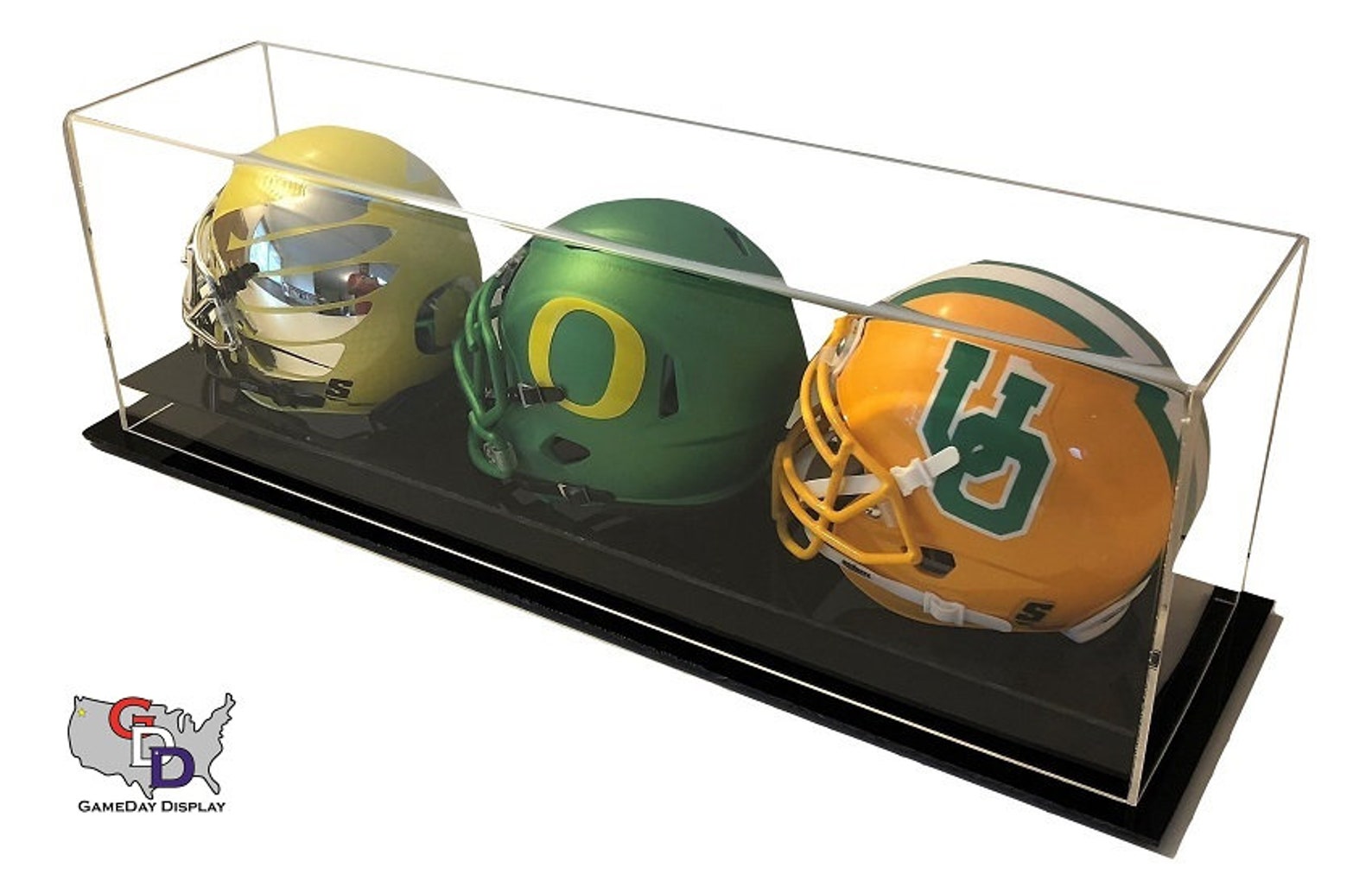 Acrylic Desk or Counter Top Triple Mini Helmet Display Case by Gameday ...