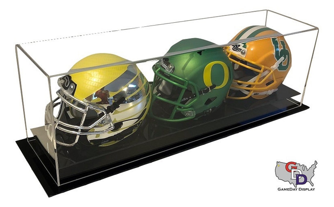 Acrylic Desk or Counter Top Triple Mini Helmet Display Case by Gameday ...