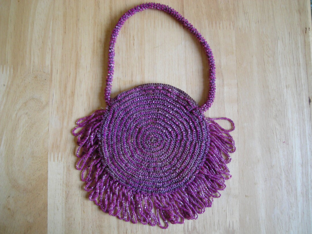 Vintage 1920s Magenta Micro Beads Purse Art Deco - Etsy