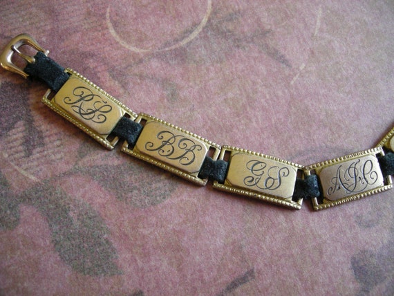 Antique Victorian Friendship Monogram Link Bracelet - Gem