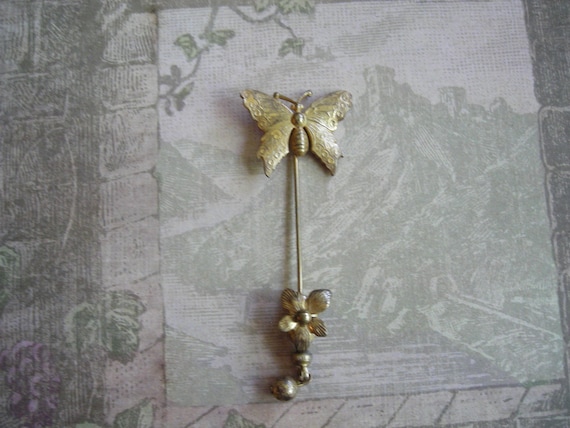 Vintage 1940s MIRIAM HASKELL Butterfly Filigree Hat Stick Pin | Etsy