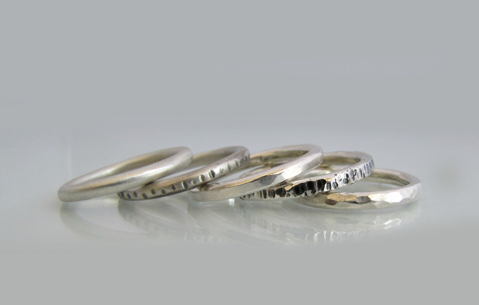 Silver Stackable Rings, Set of 5 Stacking Rings, Silver Rings Women ...