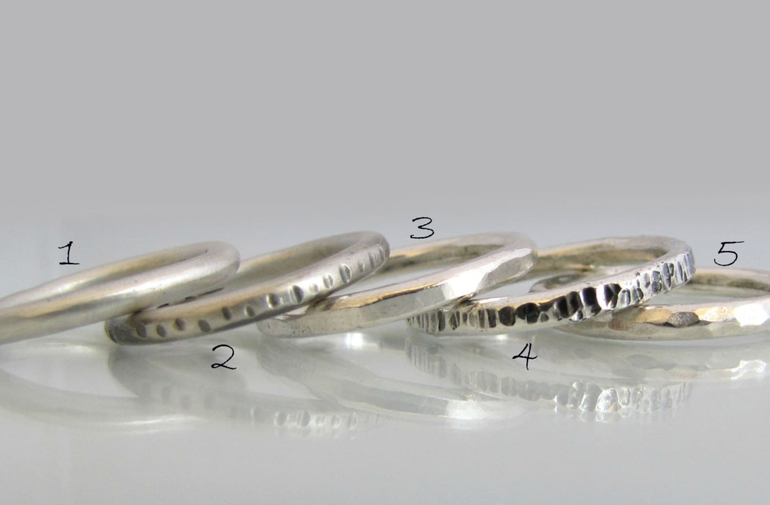 Silver Stackable Rings, Set of 5 Stacking Rings, Silver Rings Women ...