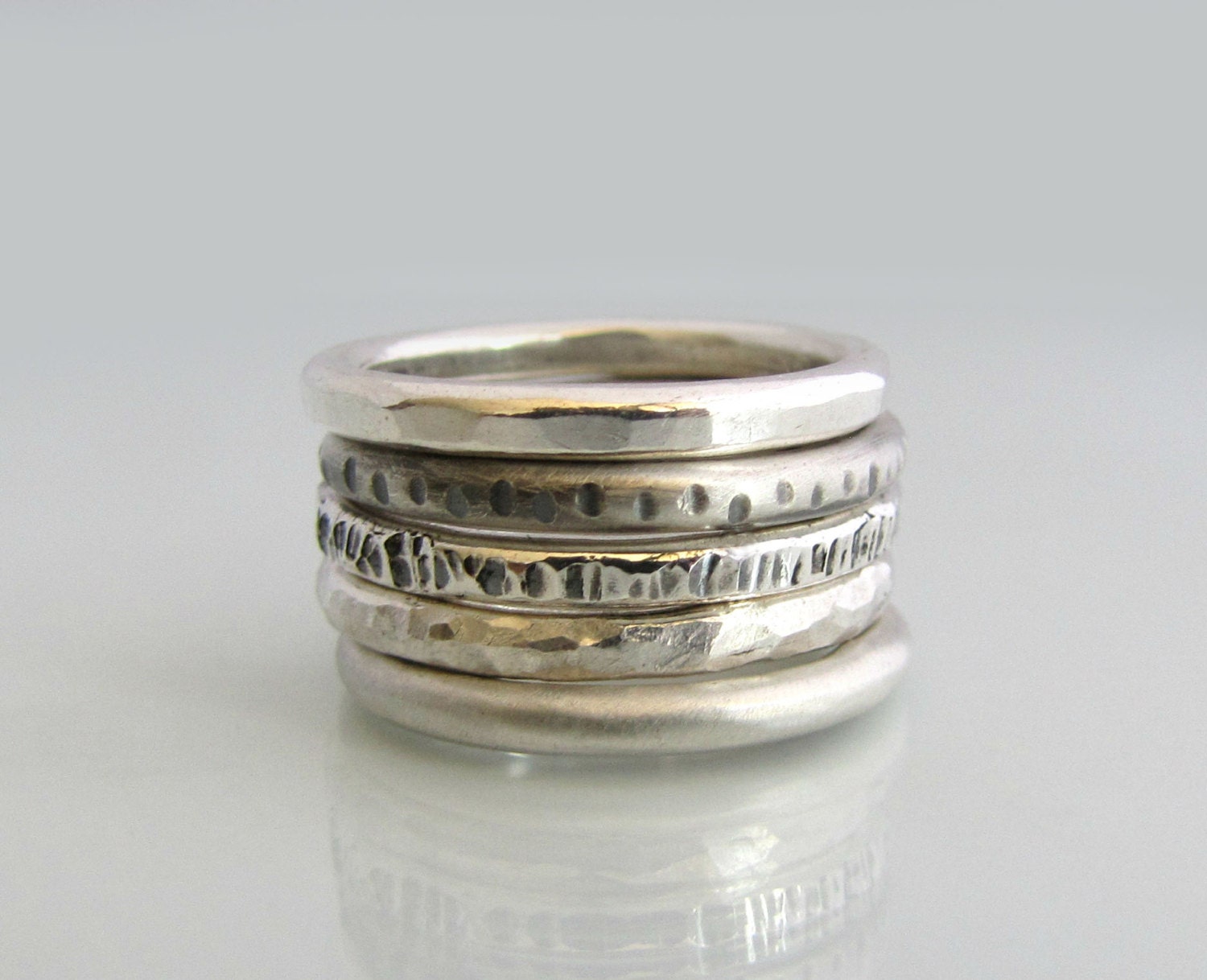 Silver Stackable Rings, Set of 5 Stacking Rings, Silver Rings Women ...