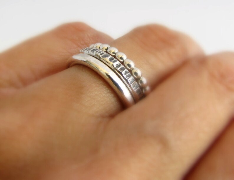 Silver Band Set of 3 Stacking Rings 3rd Anniversary Gift - Etsy
