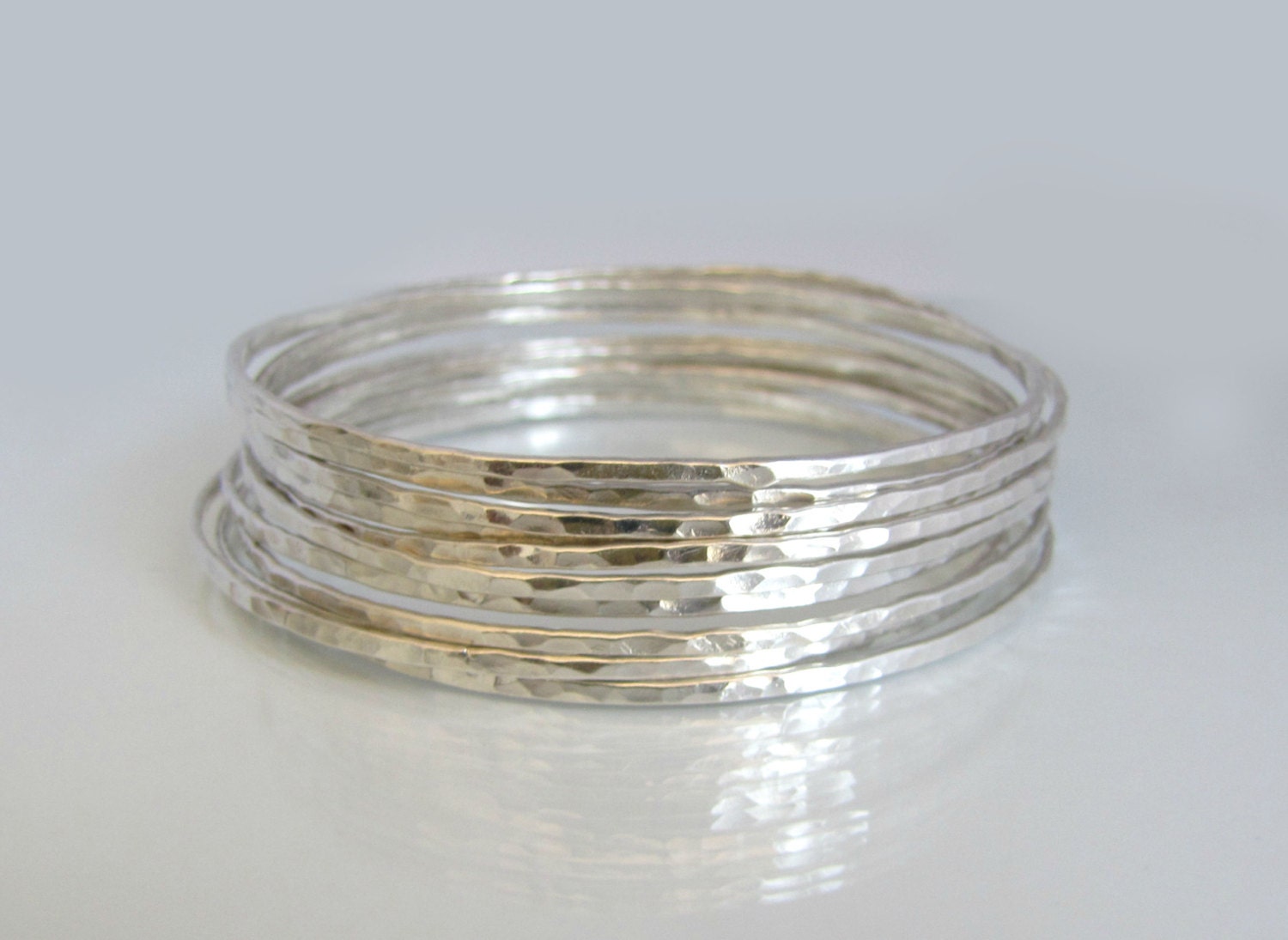 10 Bangle Bracelets,bracelet Set,silver Bangle Bracelets,stacking ...