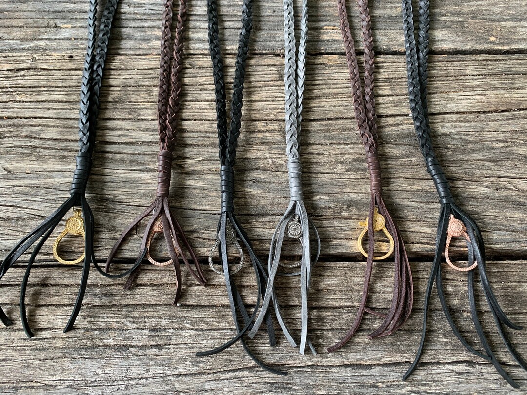 Braided Leather Lariat With Large Pave Diamond Lobster Claw Clasp - Etsy