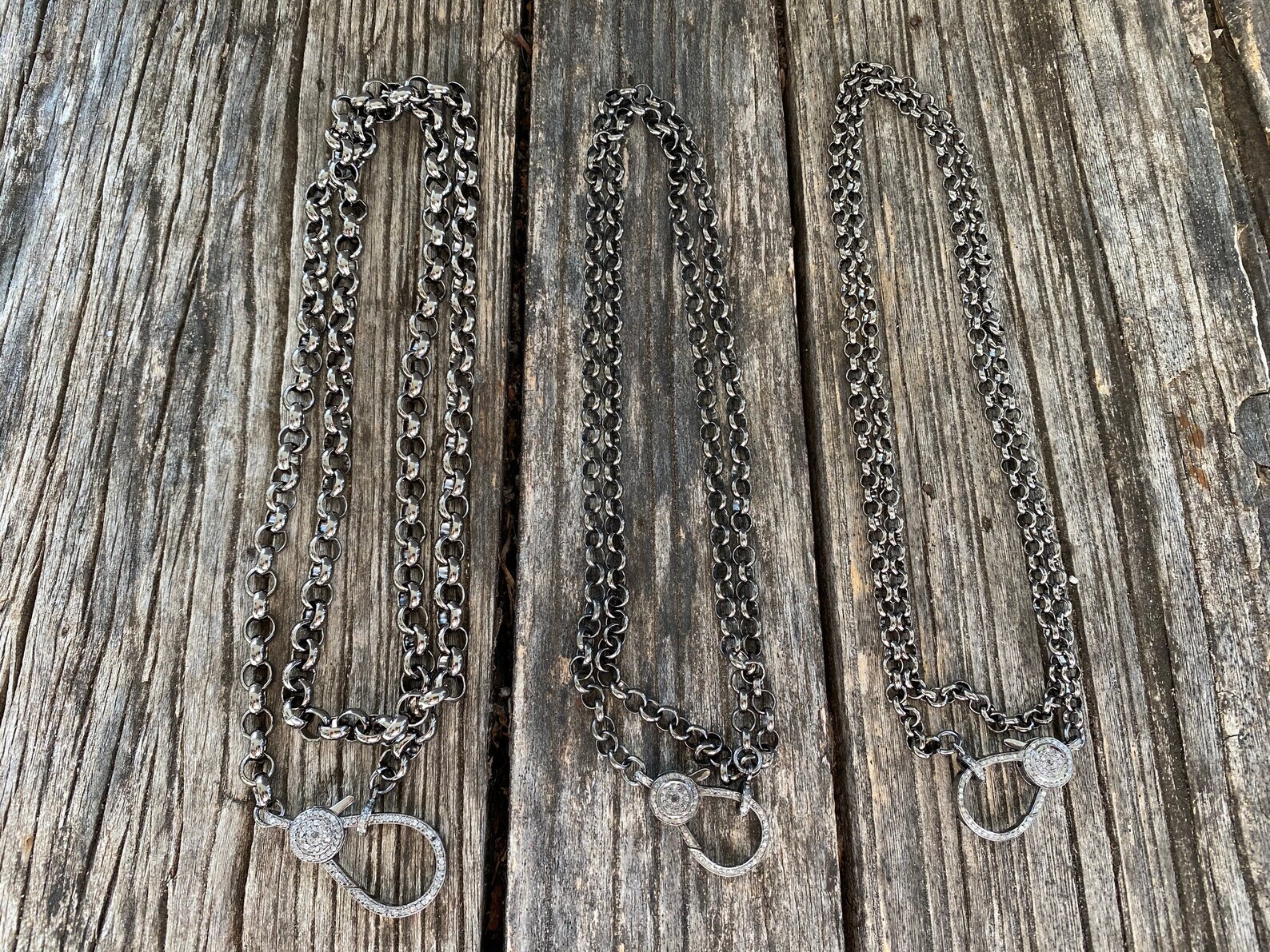 Heavy Rolo Chain With Large Pave Diamond Lobster Claw Clasp - Etsy