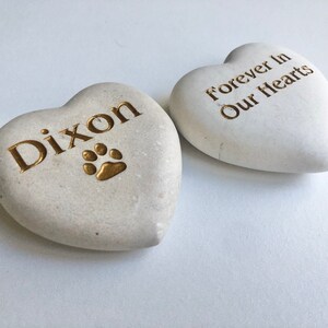 Pet Memorial Stone in Cream & Gold, Engraved Heart Rock With Your Pets ...
