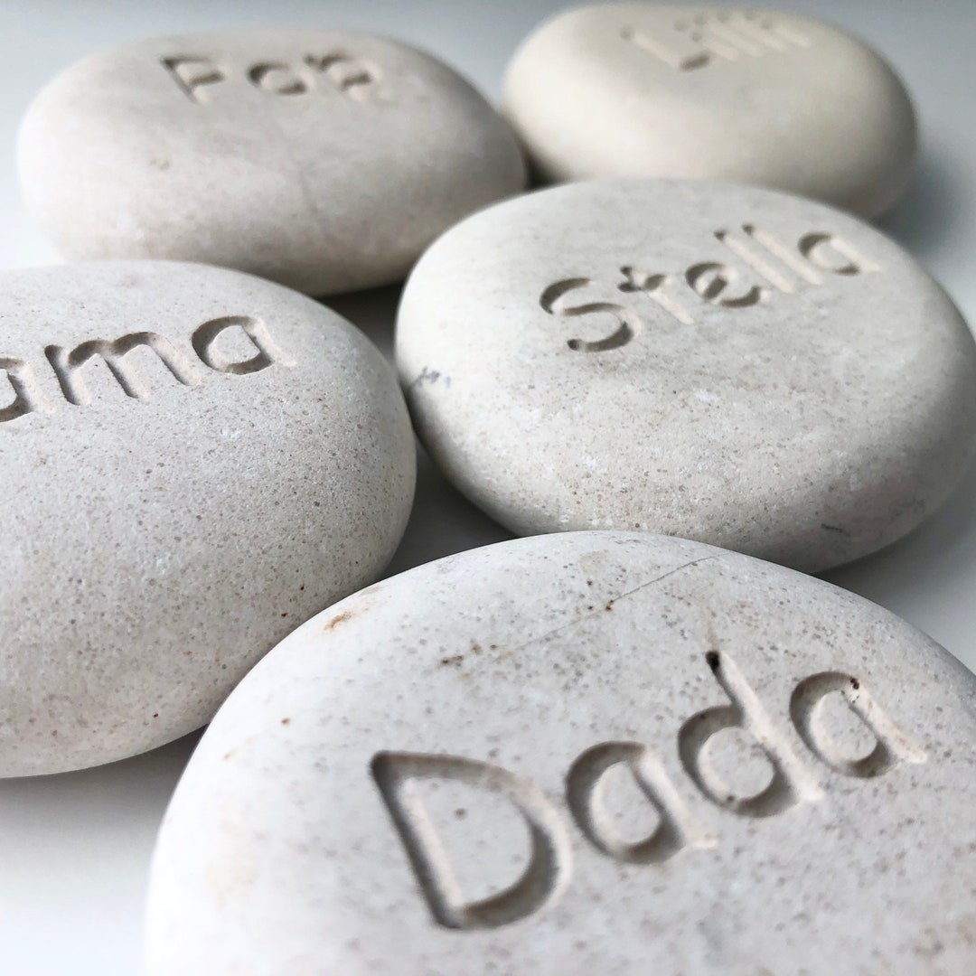 Name Stones in White/cream, Great Family Gifts. Custom Engraved Rocks ...