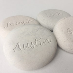 Name Stones in White/cream, Great Family Gifts. Custom Engraved Rocks ...