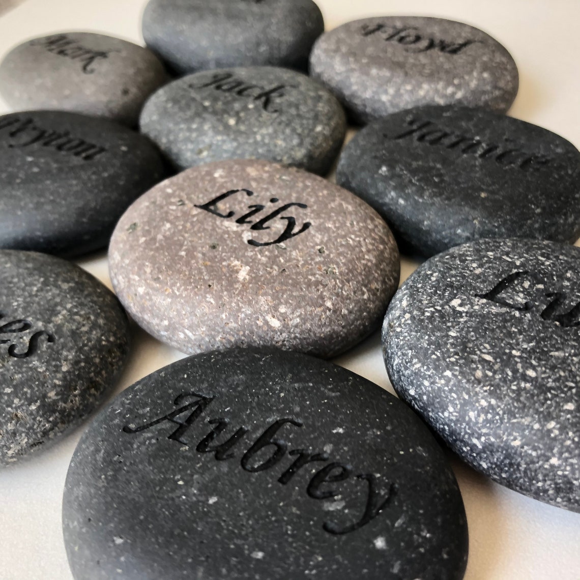 1 Custom Engraved 2 Stone With YOUR Words or Names 2 - Etsy